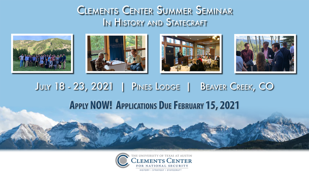2021 Summer Seminar in History and Statecraft Applications Open ...